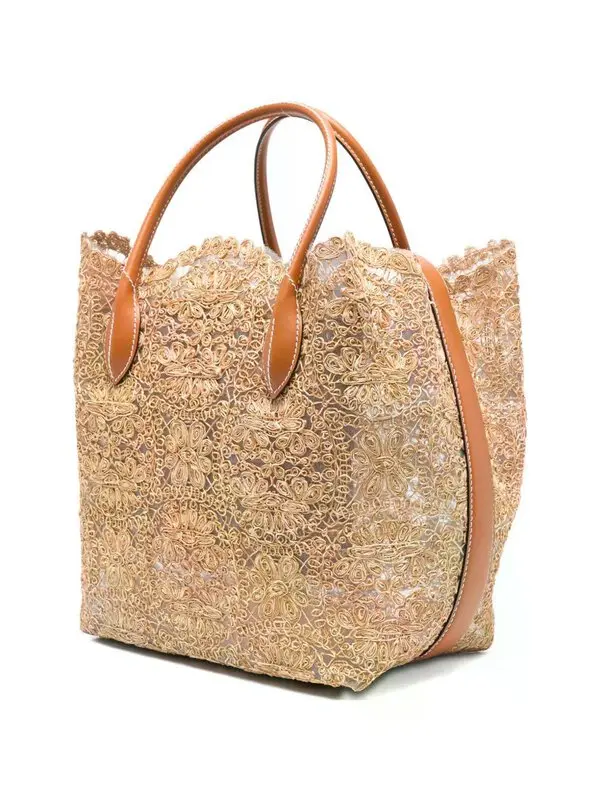 Ermanno Scervino Margot Lace-embroidered Tote Bag - Neutrals