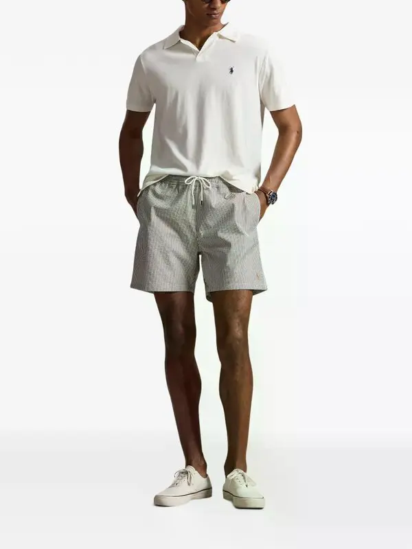 Polo Ralph Lauren Striped Seersucker Swim Trunks - Brown