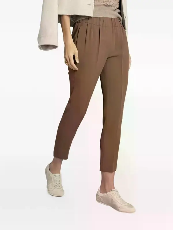 Brunello Cucinelli Pleated Cropped Trousers - Brown
