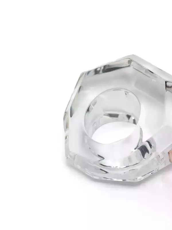 MONIES Faceted Logo-plaque Ring - White