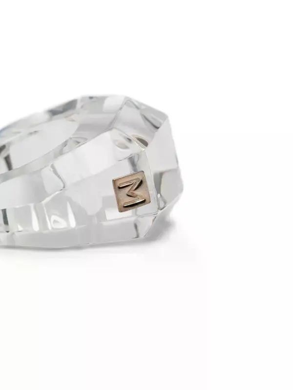 MONIES Faceted Logo-plaque Ring - White