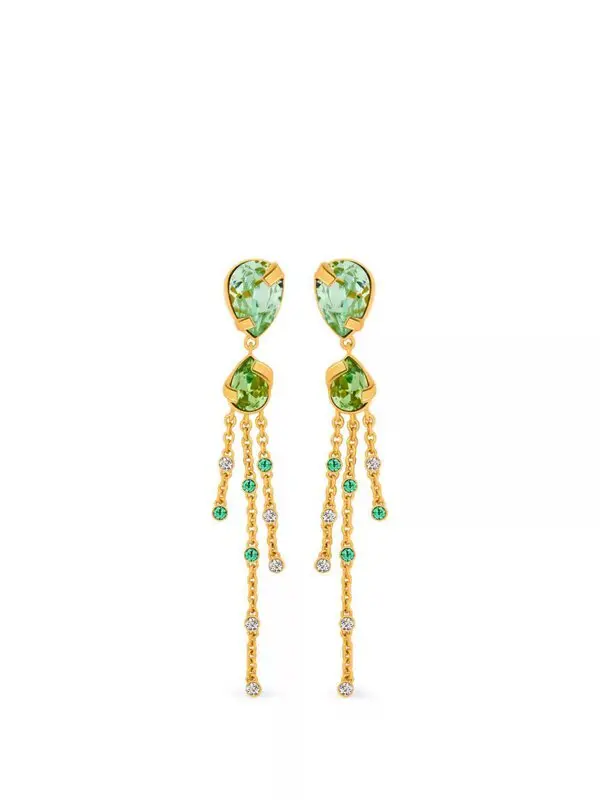 Oscar De La Renta Crystal Chain Drop Earrings - Gold