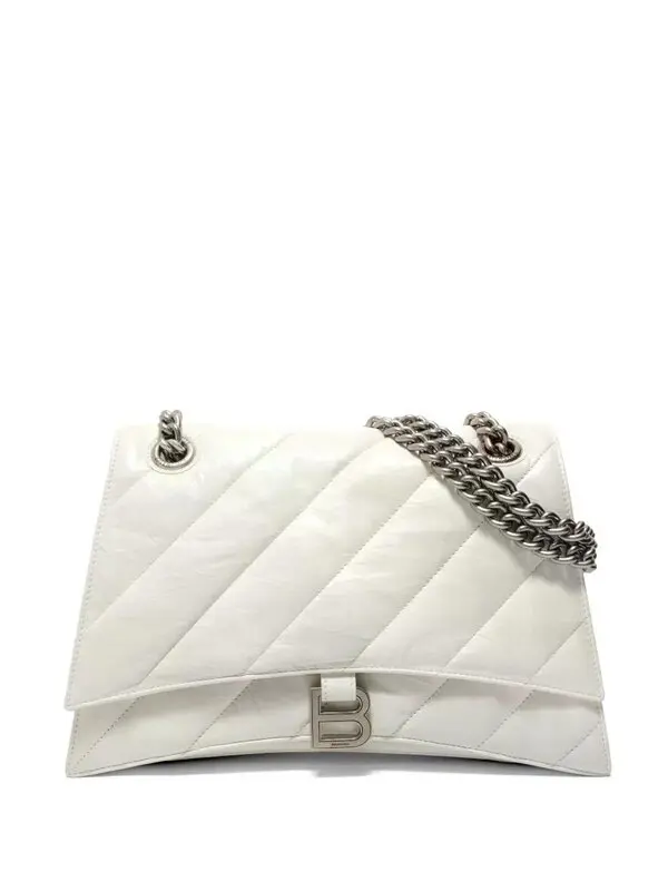 Balenciaga Crush Quilted Shoulder Bag - White