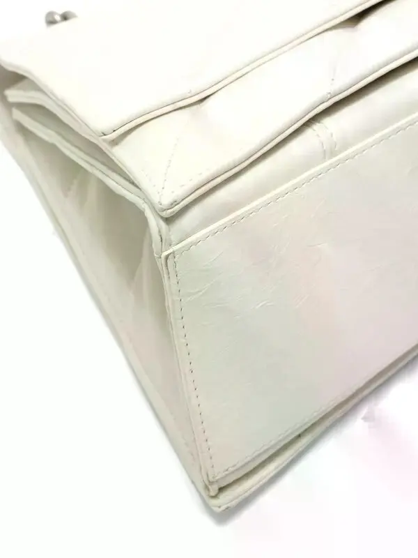 Balenciaga Crush Quilted Shoulder Bag - White