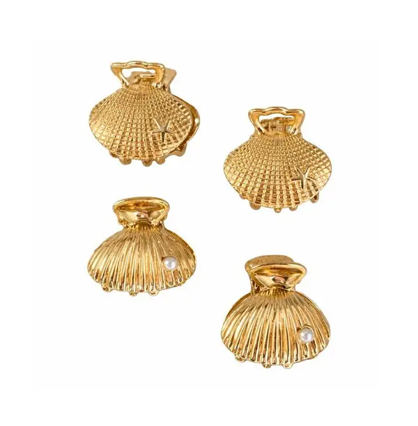 HEADBANDS OF HOPE Set Of 4 Seashell Claw Clips - Gold