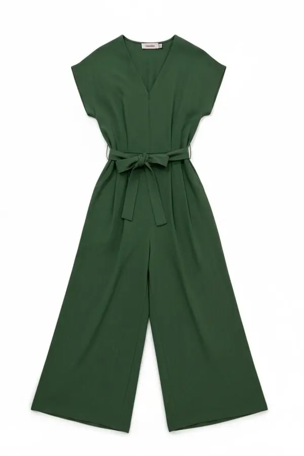LOUCHE Phoenix Linen Mix Jumpsuit - Green