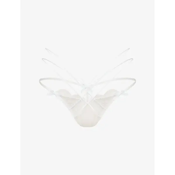 Agent Provocateur Halley Satin And Lace Thong - White