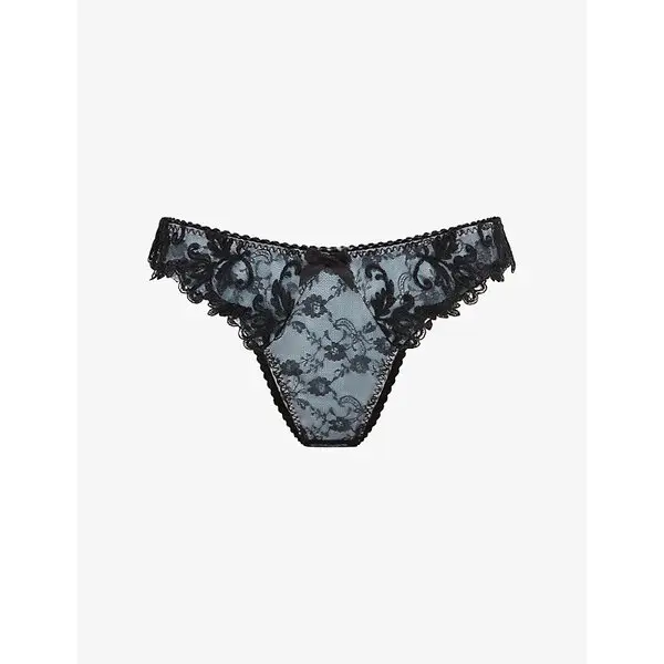 Agent Provocateur Clarette Lace Brazilian Briefs Xxl - Blue/black