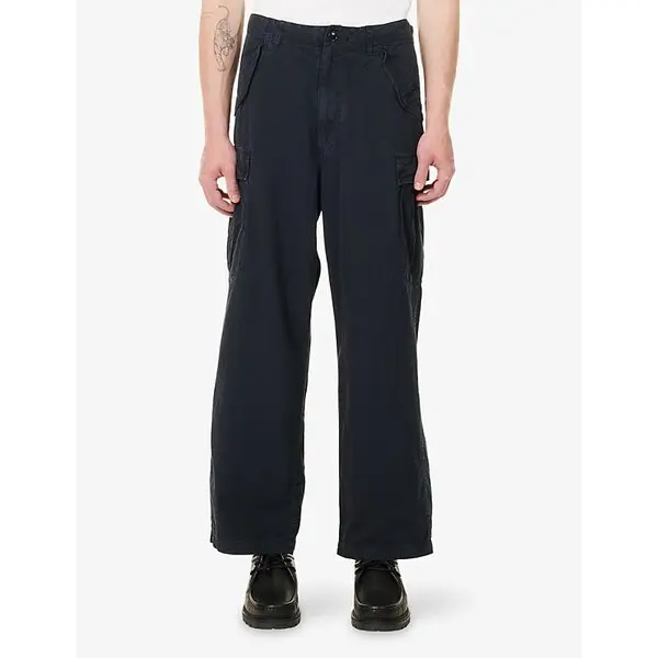 A.PRESSE Ripstock Army M51 Cotton And Linen Blend Trousers