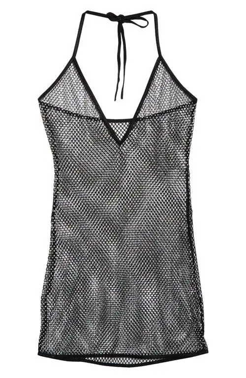 ROMA CONFIDENTIAL Mirage Crystal Mesh Chemise And G-string Set - Black