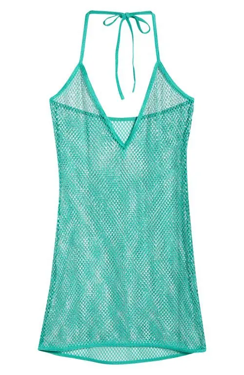 ROMA CONFIDENTIAL Mirage Crystal Mesh Chemise And G-string Set - Teal