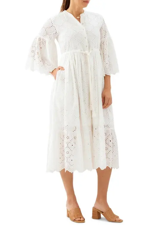 Karen Kane Tiered Cotton Eyelet Midi Dress