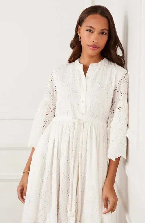 Karen Kane Tiered Cotton Eyelet Midi Dress