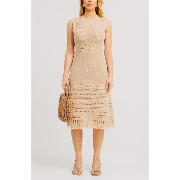Torn By Ronny Kobo Colette Sleeveless Knit Dress - Bone