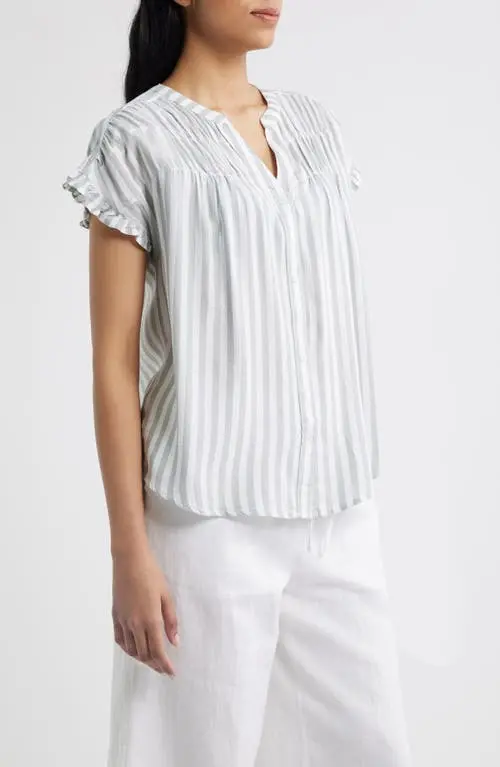 BEACHLUNCHLOUNGE Monaka Smocked Frill Top - Green Stone