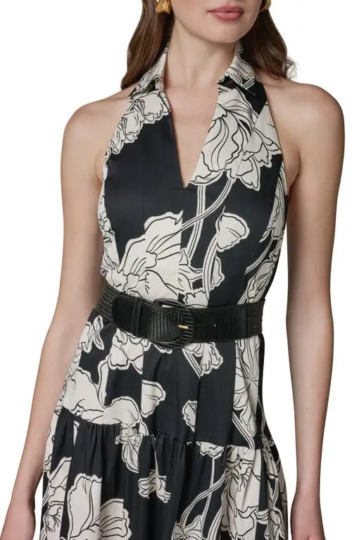 Donna Karan New York Floral Print Halter Midi Dress