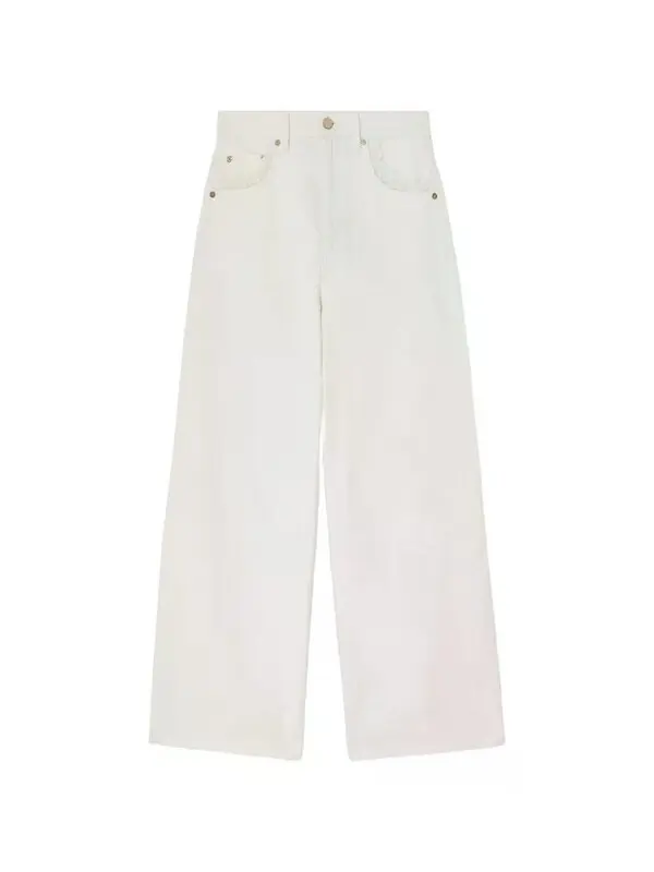 GANNI Lace Trim Detail Straight Leg Jeans - Neutrals