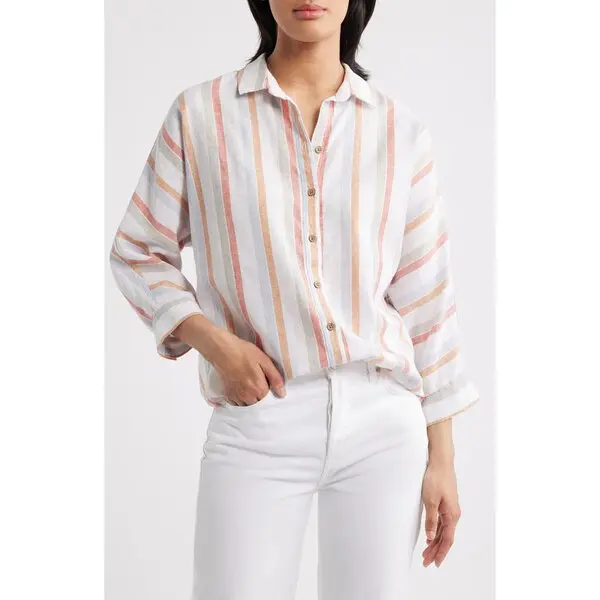 BEACHLUNCHLOUNGE Beach Lunch Lounge Wesley Linen & Cotton Shirt - Candy Swirl