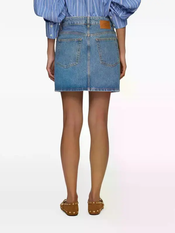 GANNI Lace-trimmed Denim Skirt