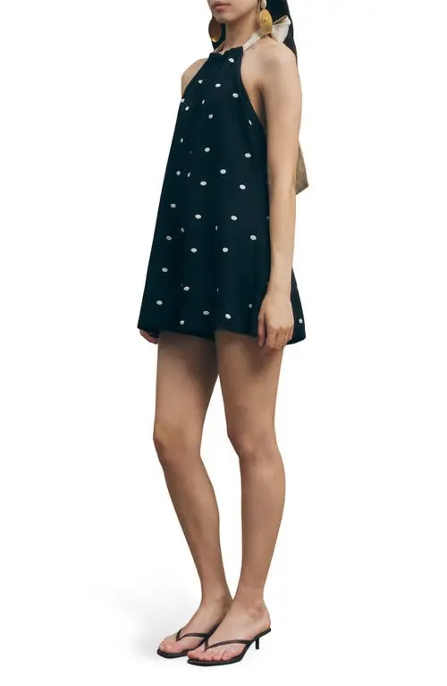 MAUDE CLUB Polka Dot Halter Neck Romper