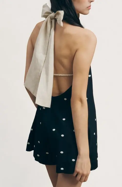 MAUDE CLUB Polka Dot Halter Neck Romper