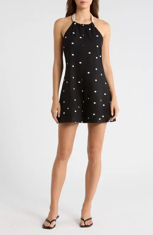 MAUDE CLUB Polka Dot Halter Neck Romper