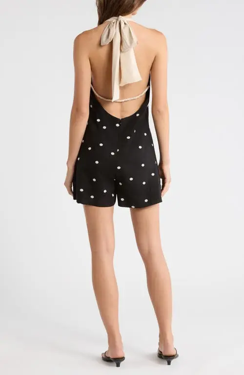 MAUDE CLUB Polka Dot Halter Neck Romper