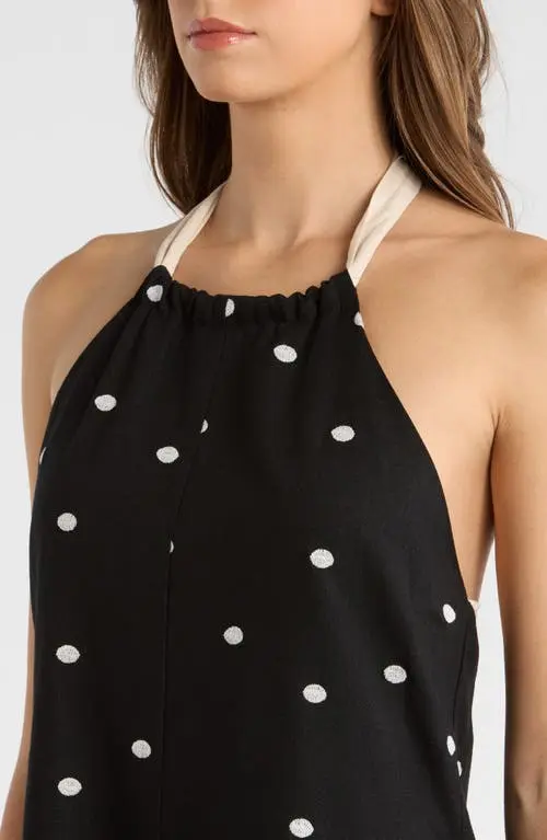 MAUDE CLUB Polka Dot Halter Neck Romper