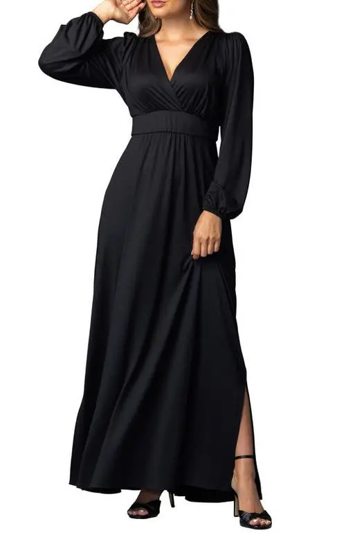 KIYONNA Kelsey Long Sleeve Maxi Dress - Black Noir