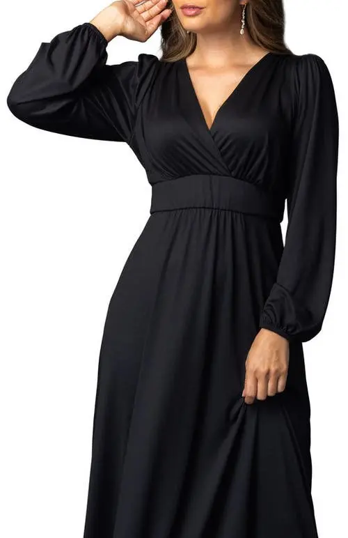 KIYONNA Kelsey Long Sleeve Maxi Dress - Black Noir