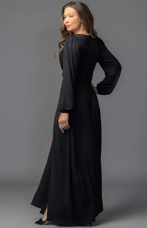 KIYONNA Kelsey Long Sleeve Maxi Dress - Black Noir