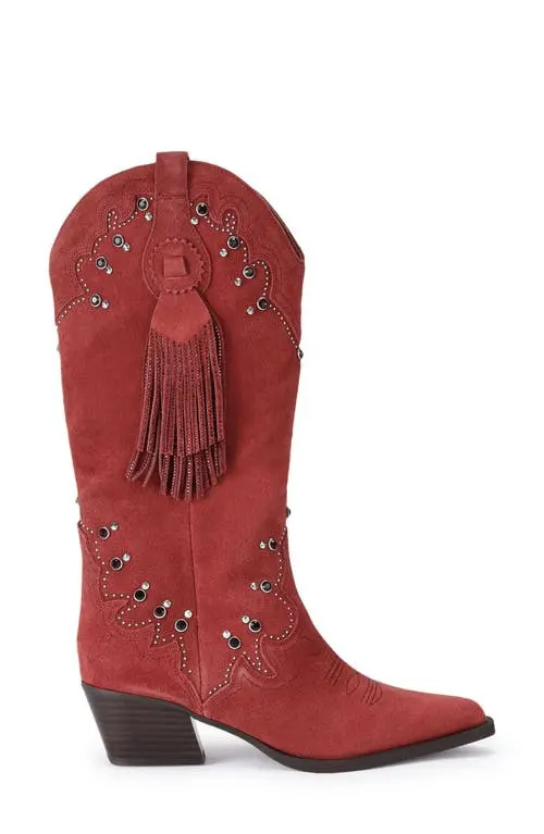 Kurt Geiger Western Embellished Boots - Medium Red