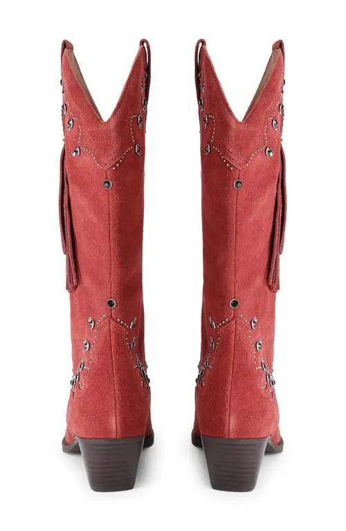 Kurt Geiger Western Embellished Boots - Medium Red