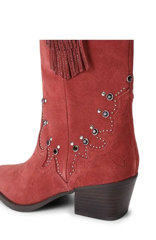 Kurt Geiger Western Embellished Boots - Medium Red