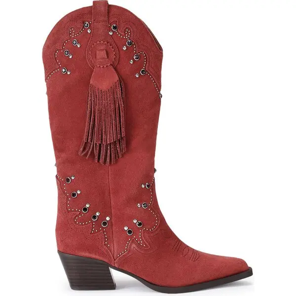 Kurt Geiger Western Embellished Boots - Medium Red