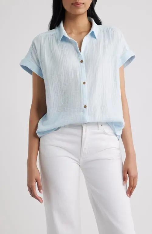 BEACHLUNCHLOUNGE Devin Gauze Shirt - Lullaby Blue