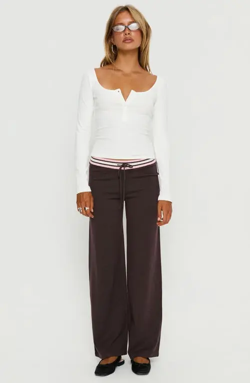 Princess Polly Kelsie Organic Cotton Blend Henley With Scoop Neck