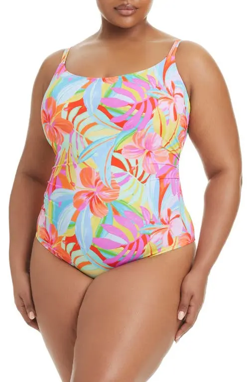 BLEU BY ROD BEATTIE Scoop Neck One-piece Swimsuit - Pink Multi