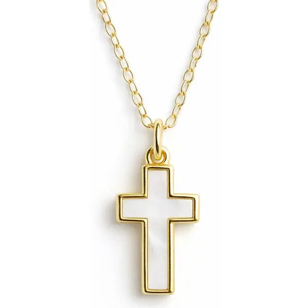 Argento Vivo Mother-of-pearl Cross Pendant Necklace - Gold