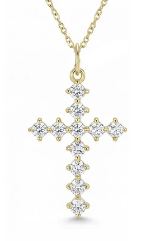 Argento Vivo Cubic Zirconia Cross Pendant Necklace In Sterling Silver And 18k Plate - Gold