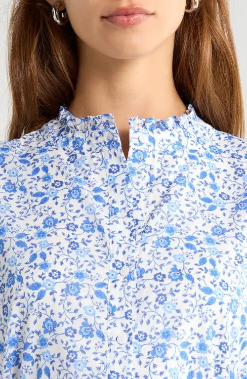 SUGARLIPS Maisie Ditsy Floral Button-up Shirtdress - White-blue-combo