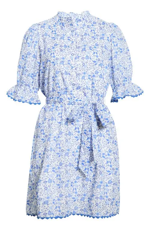 SUGARLIPS Maisie Ditsy Floral Button-up Shirtdress - White-blue-combo