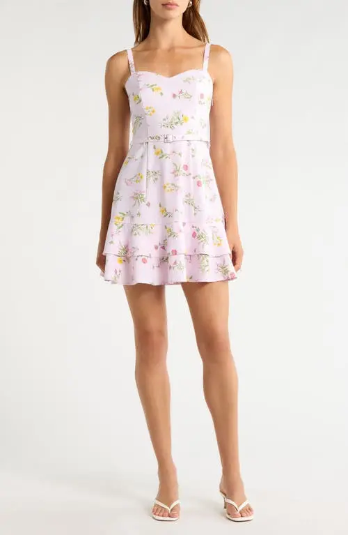 SUGARLIPS Margote Floral Print Ruffle Dress