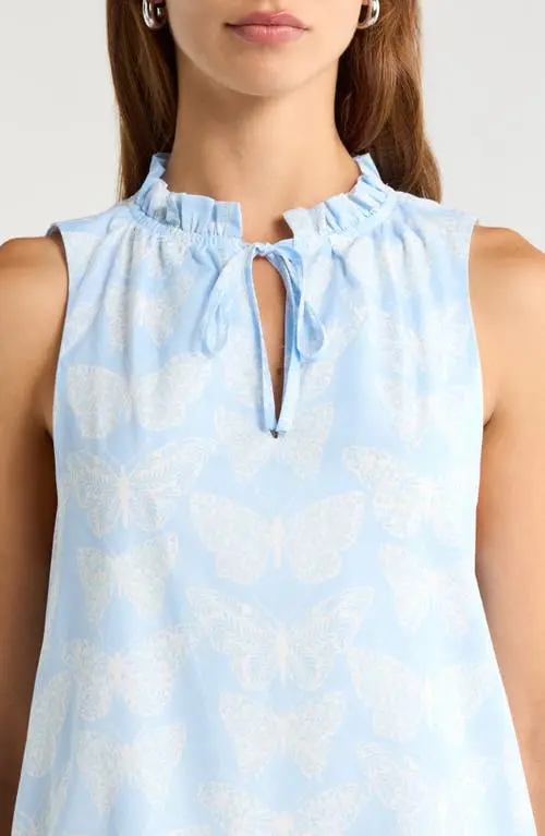SUGARLIPS Aubry Butterfly Print Ruffle Trim Shift Dress