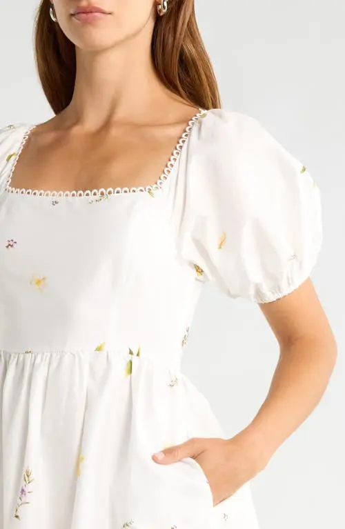 SUGARLIPS Raina Floral Print Puff Sleeve Flare Dress