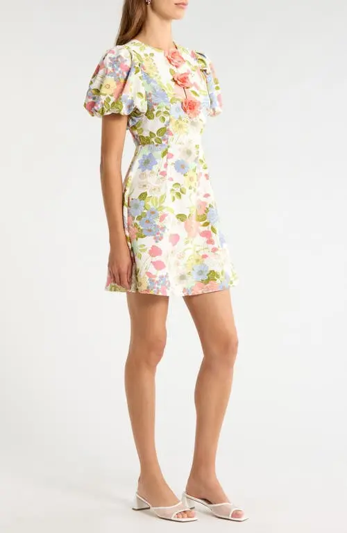 SUGARLIPS Rosette Puff Sleeve Dress