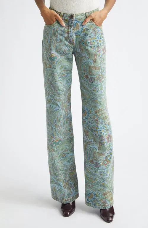 Etro Paisley Printed Jeans - Multicolor On Pale Blue Base