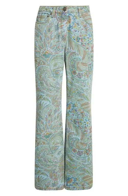Etro Paisley Printed Jeans - Multicolor On Pale Blue Base