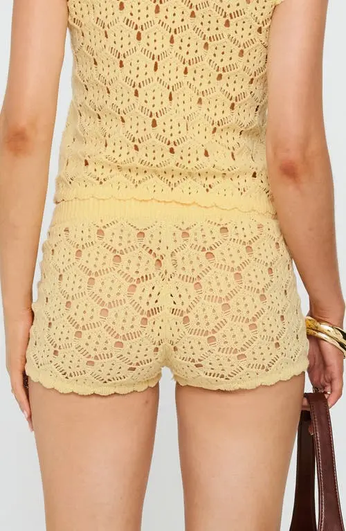 Princess Polly Sun Still Shines Pointelle Knit Button-up Top & Shorts Set