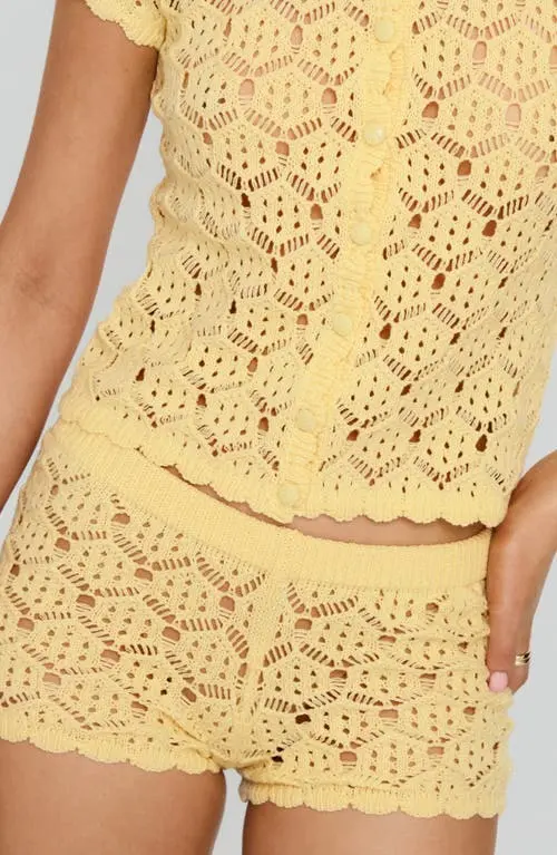 Princess Polly Sun Still Shines Pointelle Knit Button-up Top & Shorts Set
